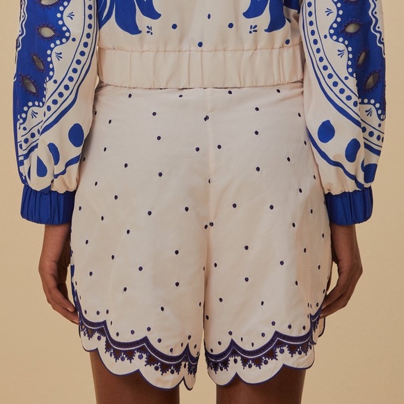 FARM Rio | Shorts | Farm Rio Blue Artisanal Embroidered Shorts Xl ...